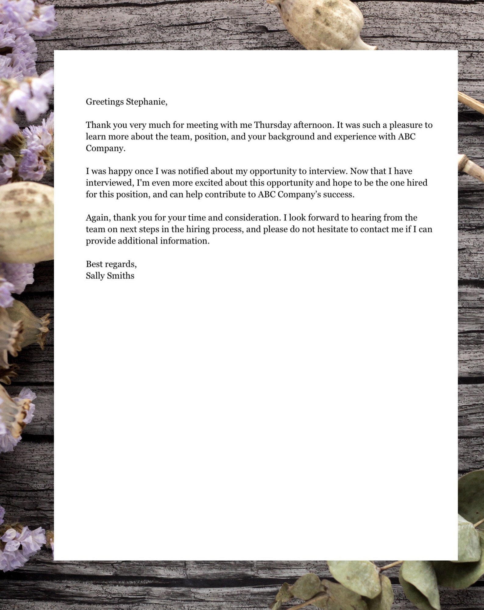 Post Interview Thank You Letter, Thank You Letter After Interview ...