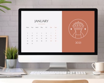 2023 Desktop Calendar Wallpaper Minimalist Desktop Calendar - Etsy