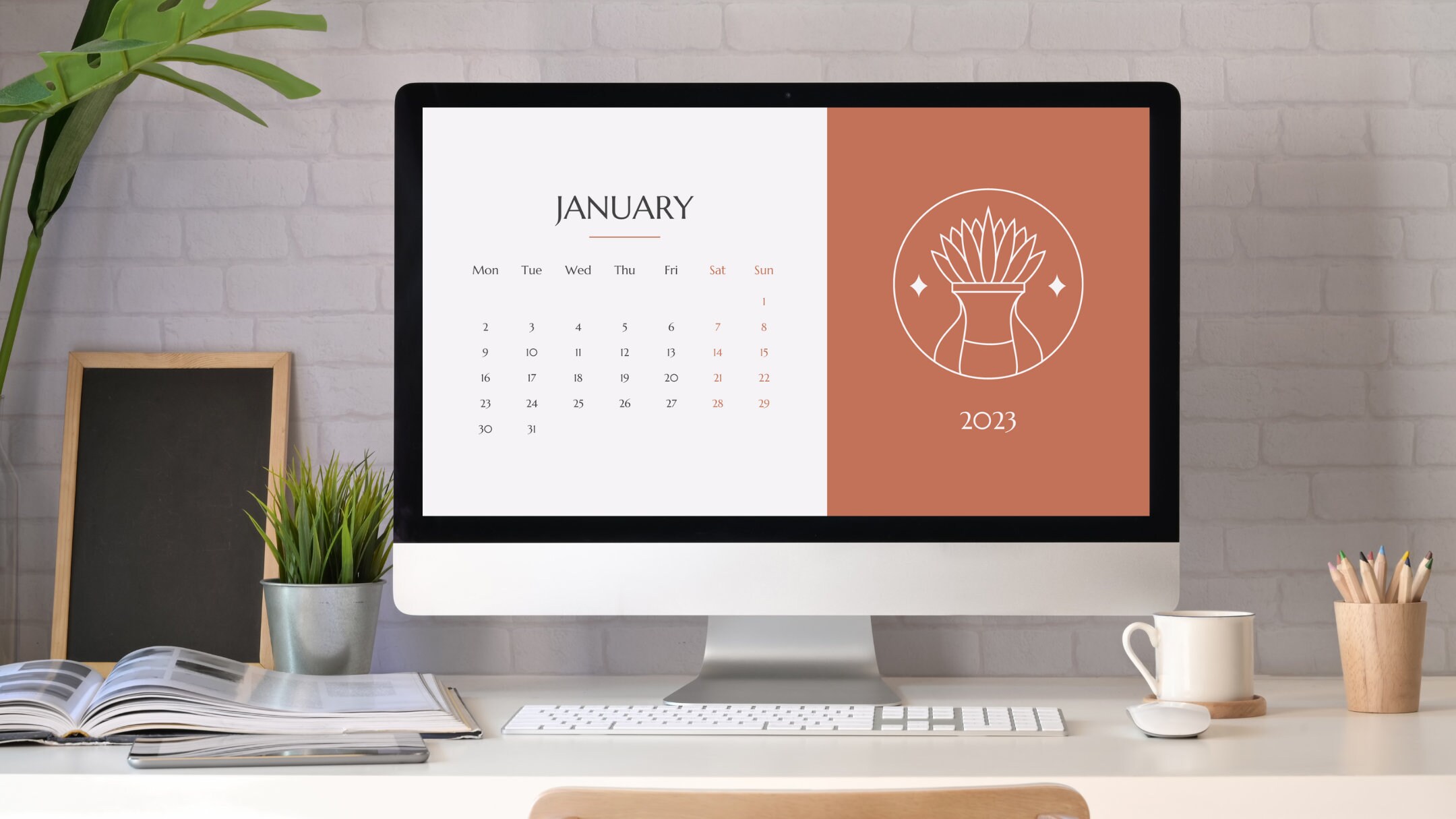 2023 Desktop Calendar Wallpaper, Manifestation Astrological Minimalist ...