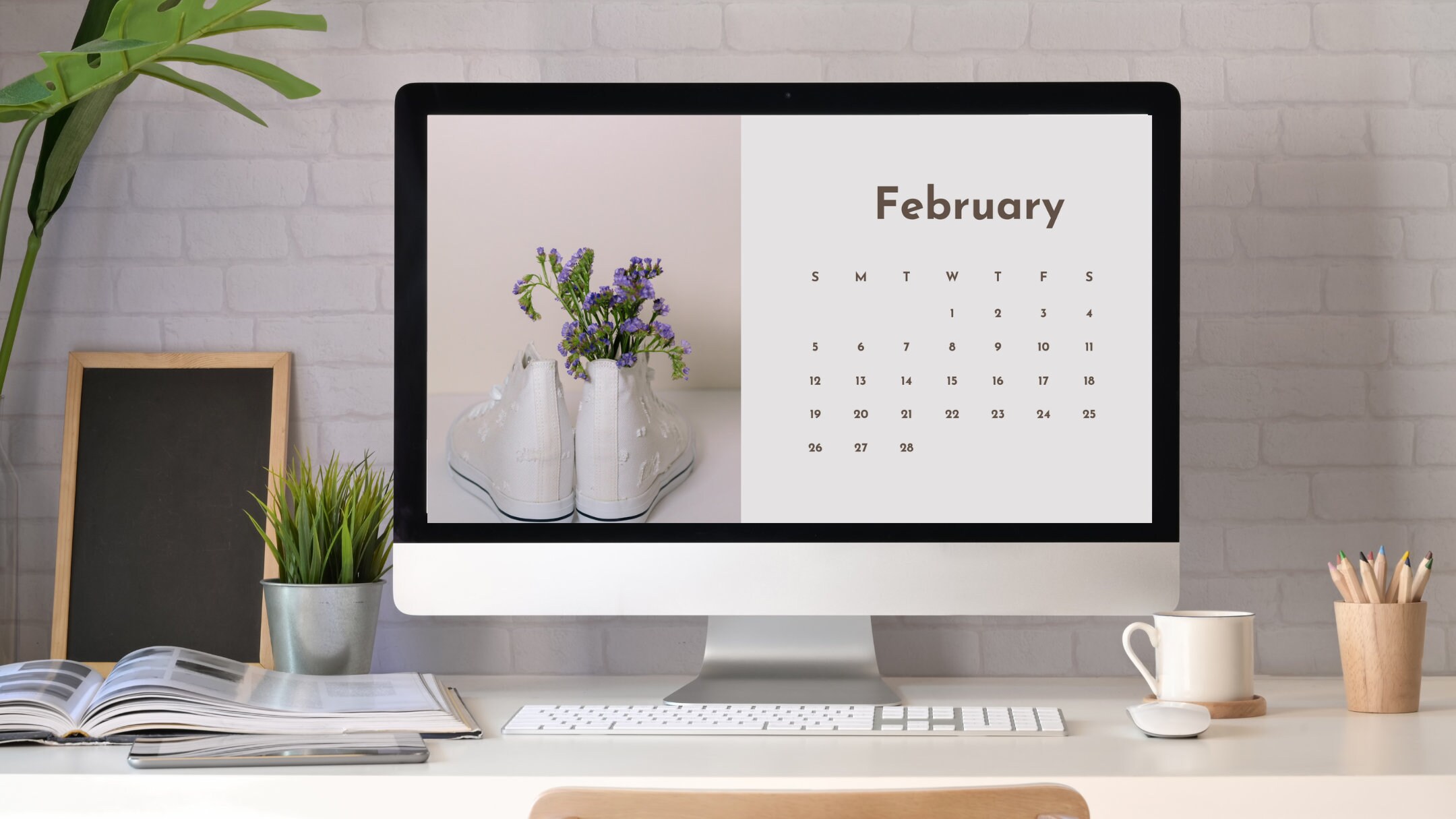 2023 Desktop Calendar Wallpaper, Desktop Calendar Aesthetic - Etsy