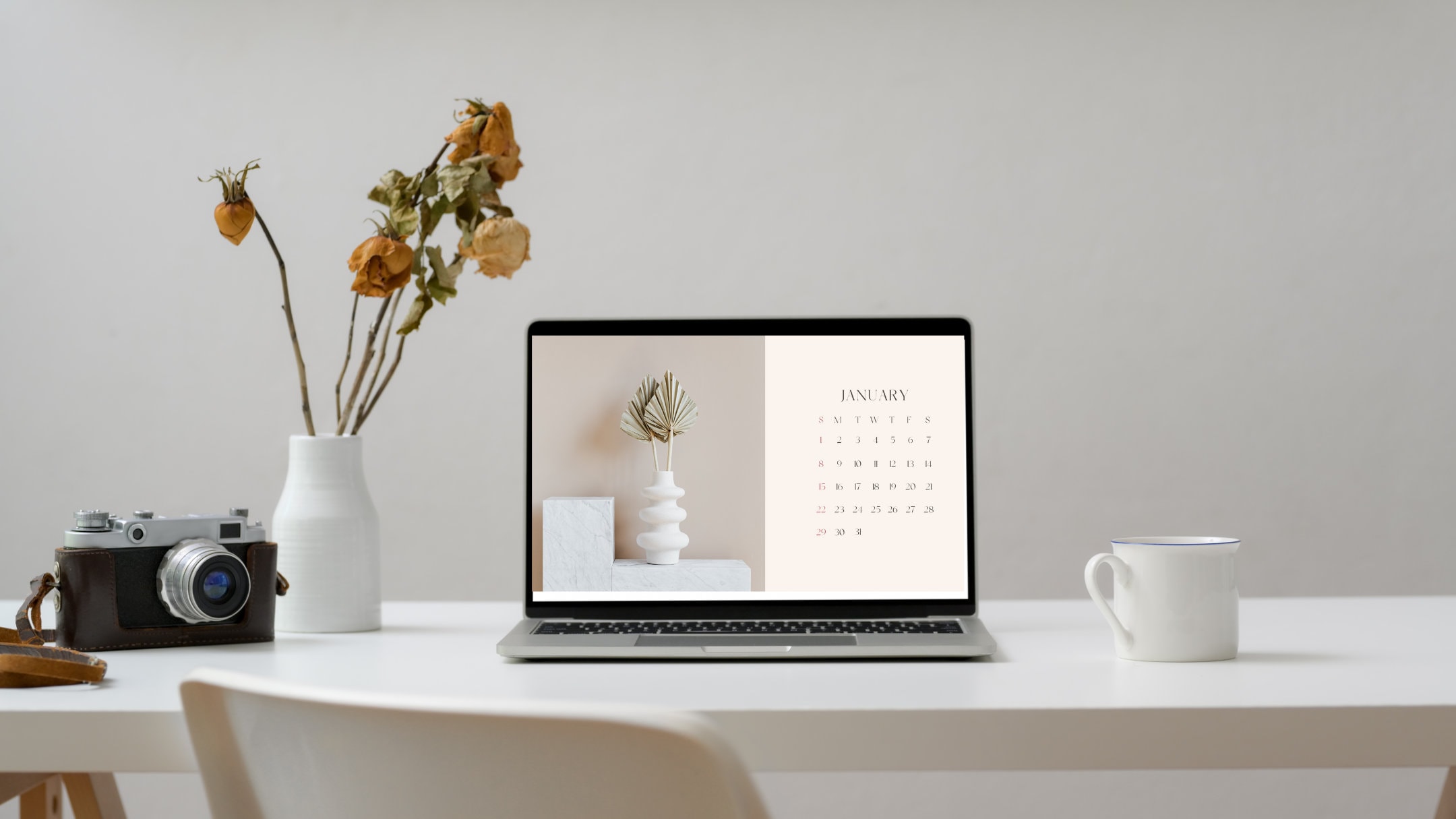 2023 Desktop Calendar Wallpaper, Desktop Calendar Minimalist Floral ...