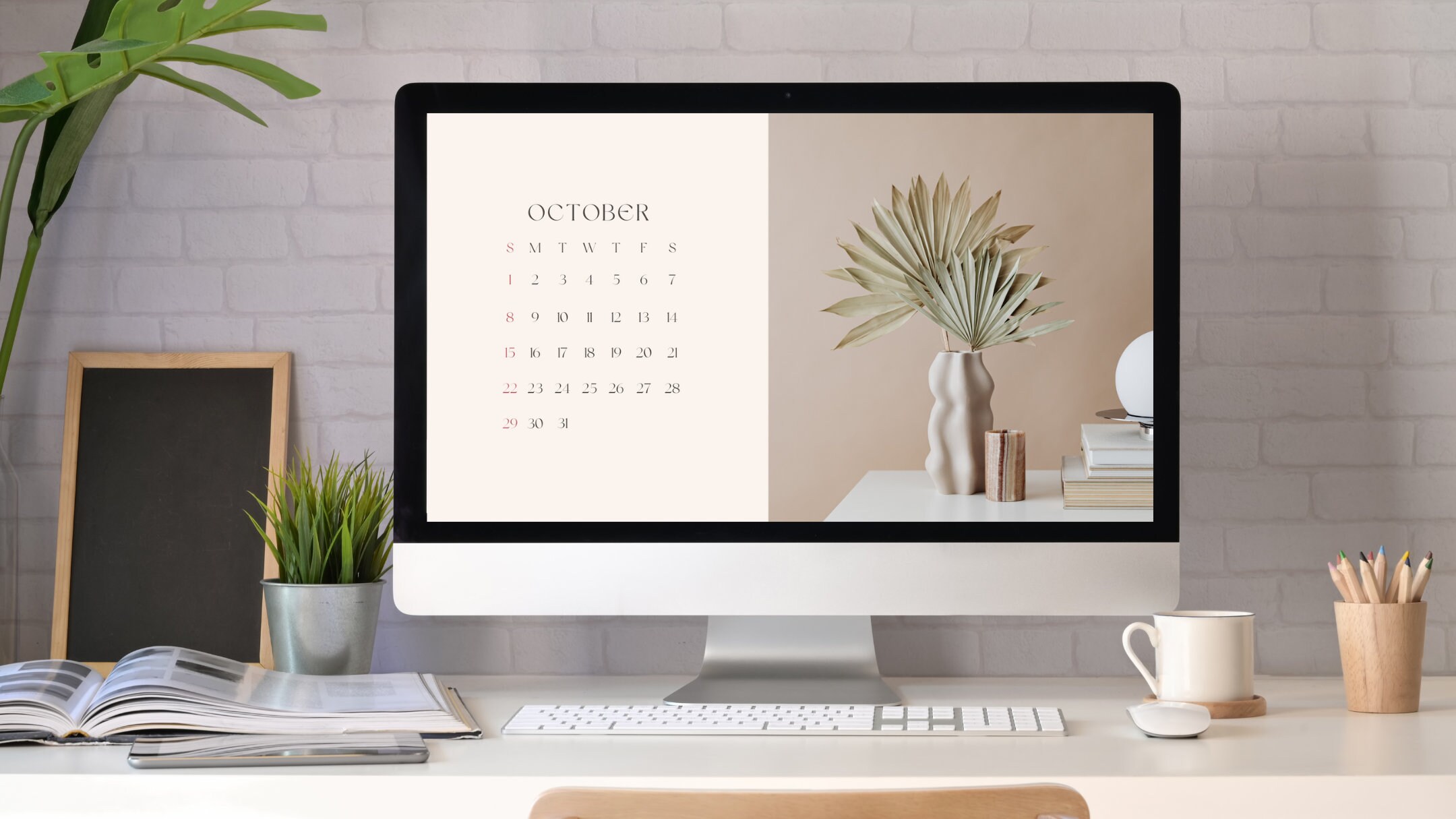 2023 Desktop Calendar Wallpaper, Desktop Calendar Minimalist Floral ...