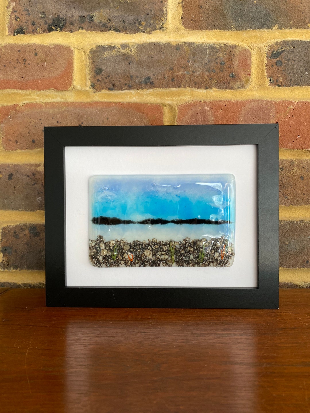 River Rocks Fused Glass Picture in Black 5.5x7.5ins Frame. - Etsy