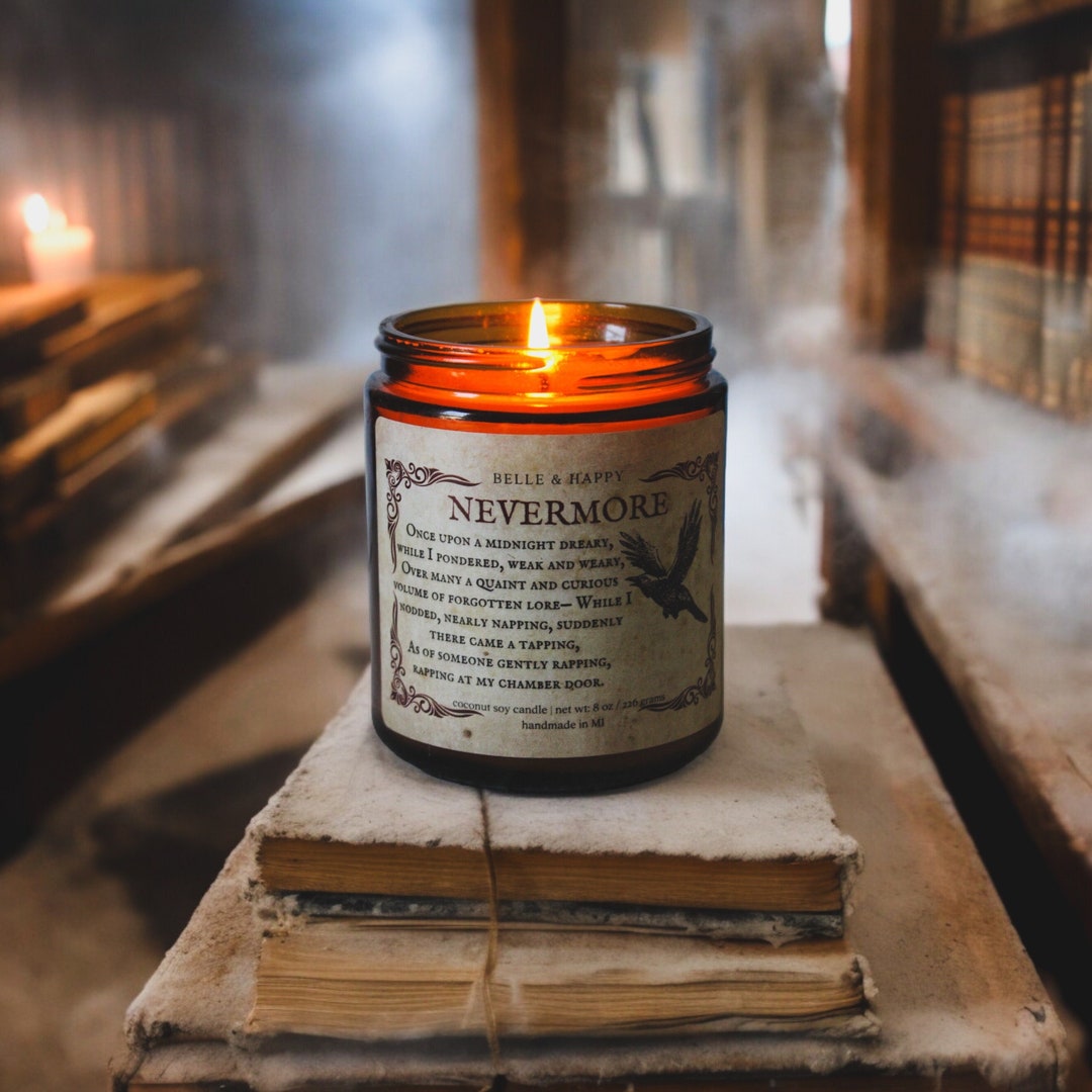 Edgar Allan Poe Candle | Plum Leather Gothic Soy Candle | Dark Academia ...
