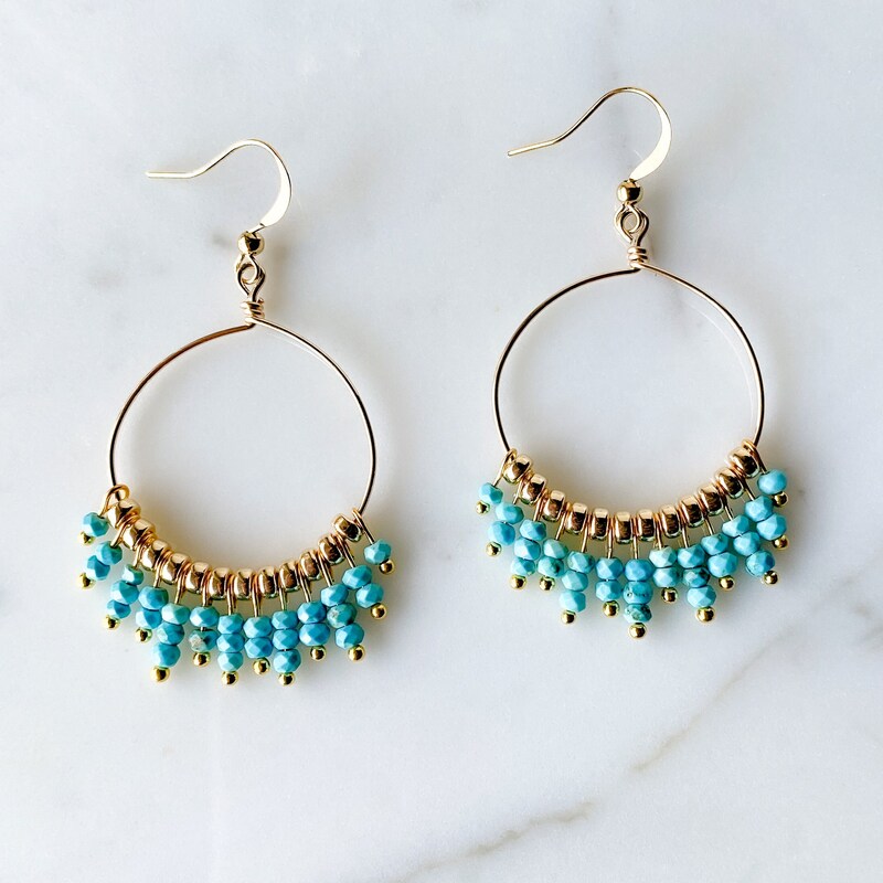 Beaded Hoop Earrings - Etsy