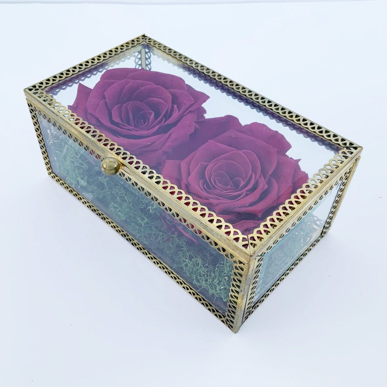 Forever Roses in Rectangle Glass Box Perfect as a Table | Etsy