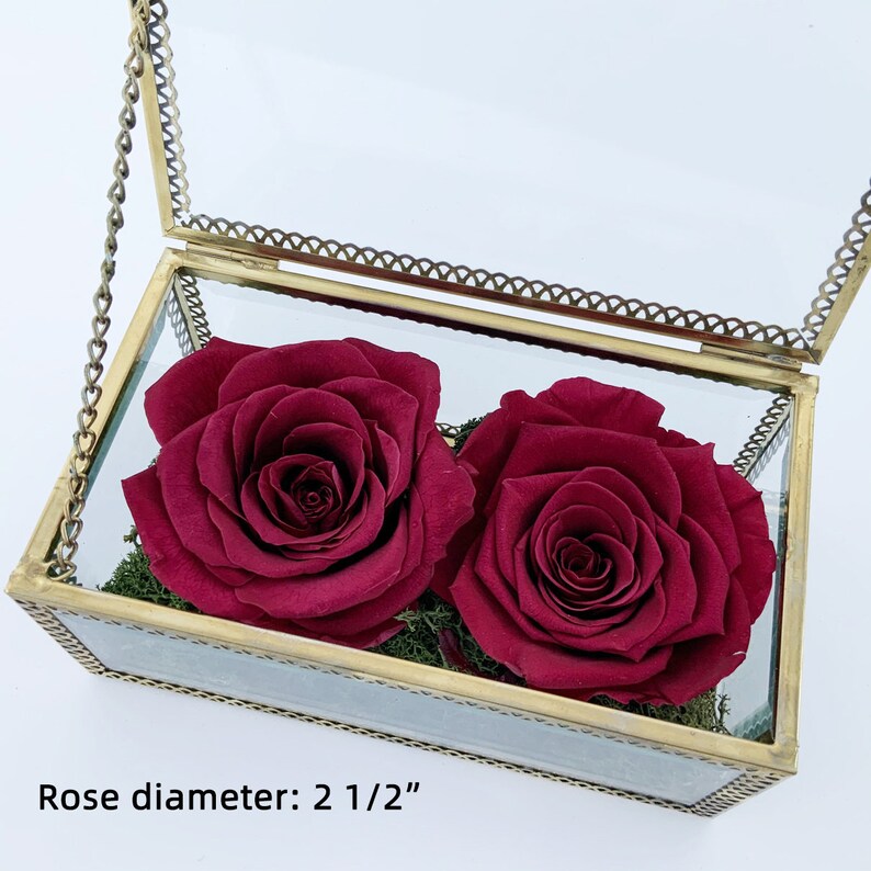 Forever Roses in Rectangle Glass Box Perfect as a Table | Etsy