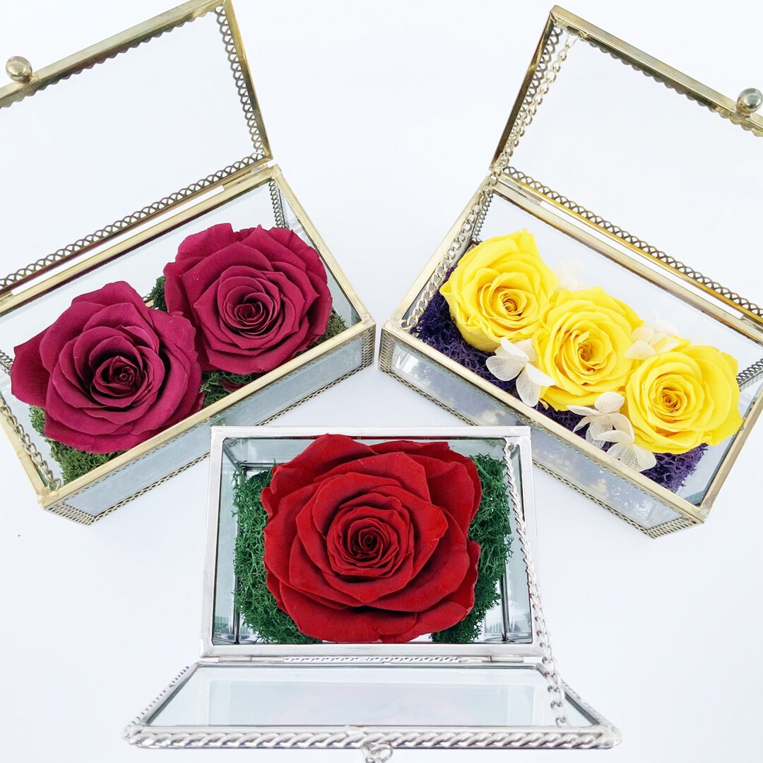 Forever Roses in Rectangle Glass Box Perfect as a Table - Etsy