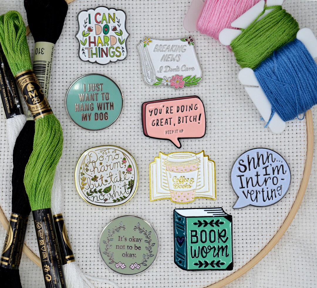 Pep Talk Needle Minder | Snarky | Introvert | Books | Flowers | Cross ...