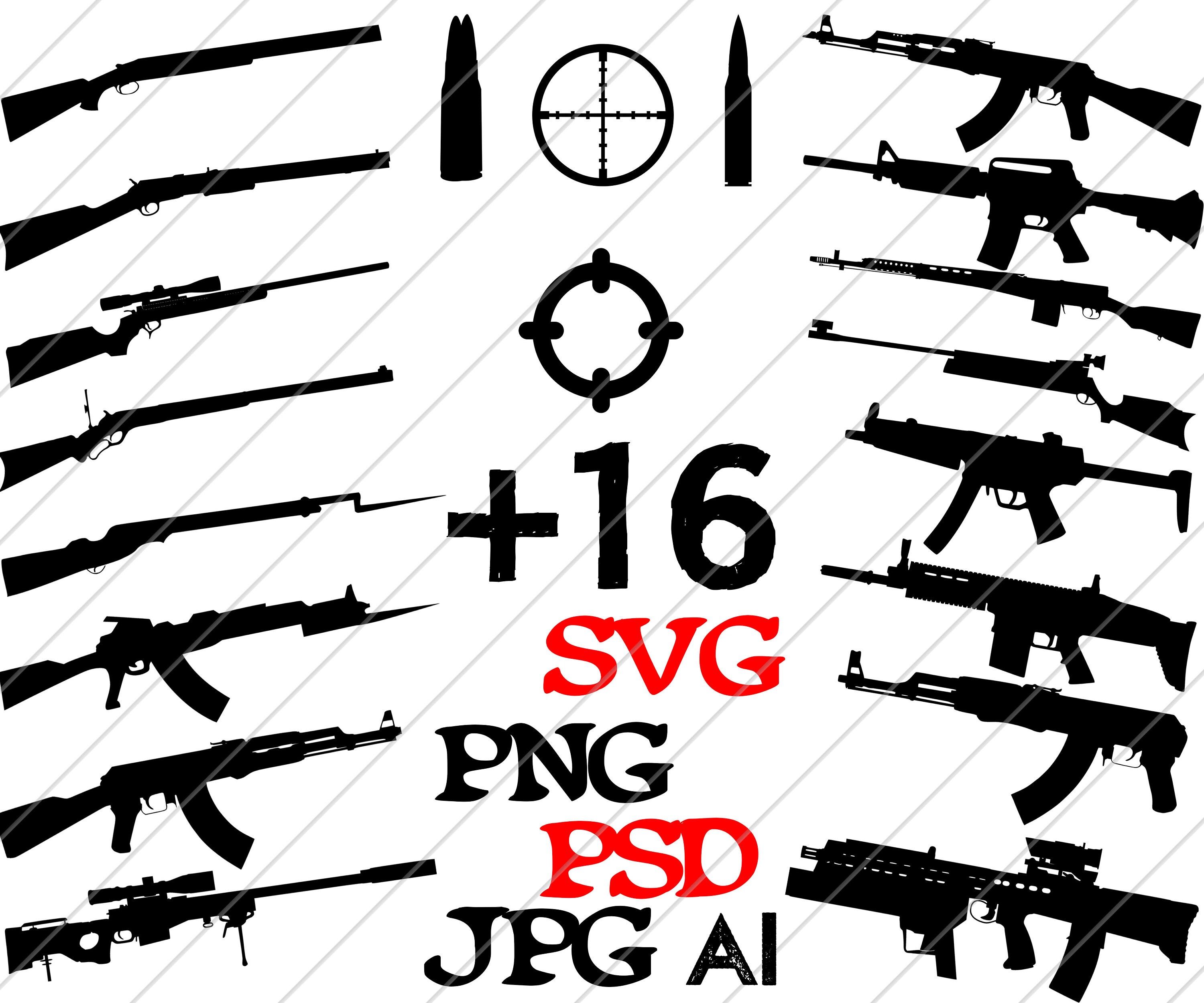 20 Gun Pack SVG Gun Cricut Files Gun Silhouettes Bundle Gun - Etsy UK