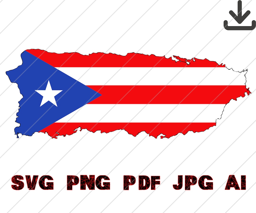 Puerto Rico Map Svg, Puerto Rican Flag Vector Clipart, Silhouette ...