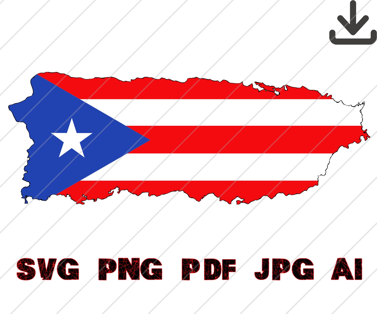 Puerto Rico Map Svg, Puerto Rican Flag Vector Clipart, Silhouette ...
