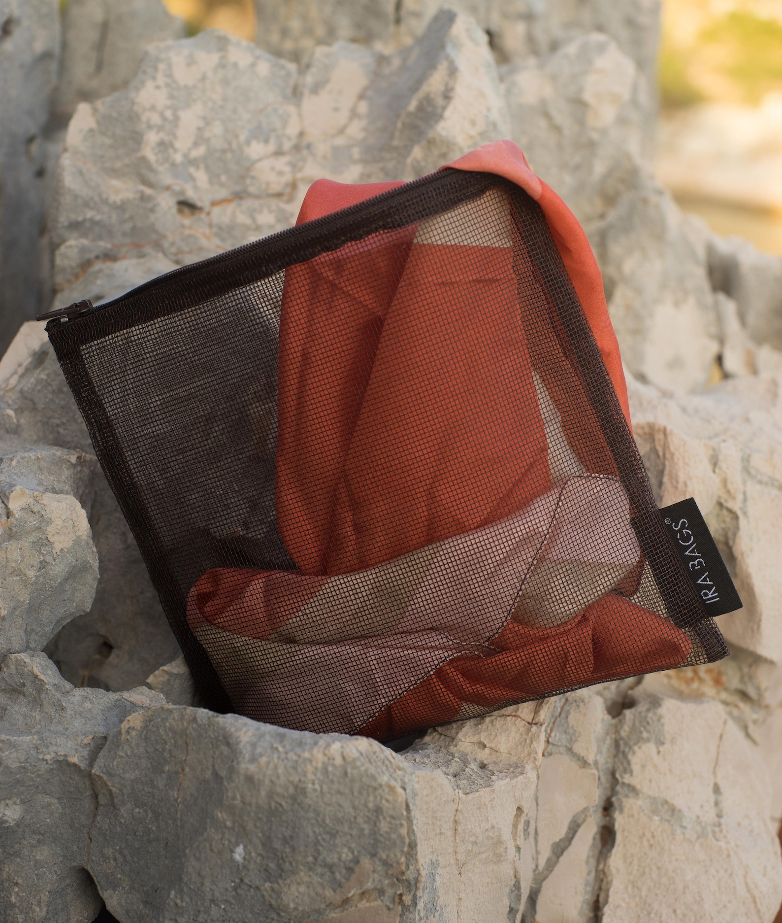 Mesh Zipper Pouch, Brown Beach Pouch, Travel Pouch, Light Makeup ...