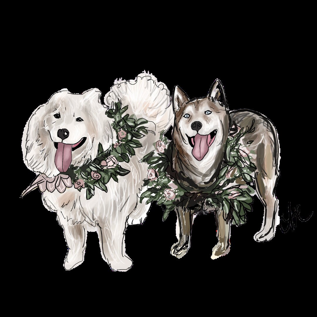 Custom Pet Drawings - Digital Printable Art (2 Pets Drawing Included ...