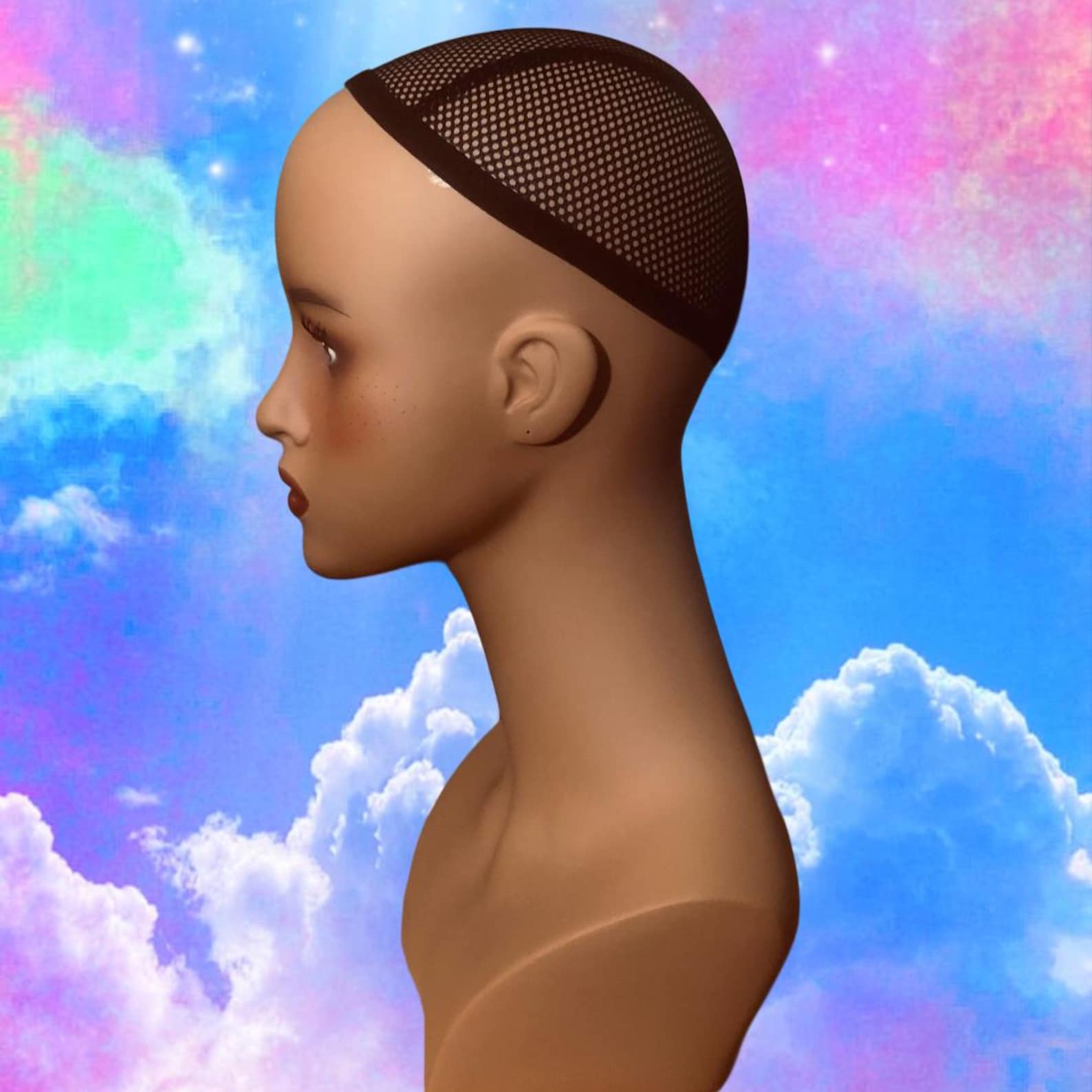 Precious Realistic Freckled Face Mannequin - Head & Chest Wig Display ...