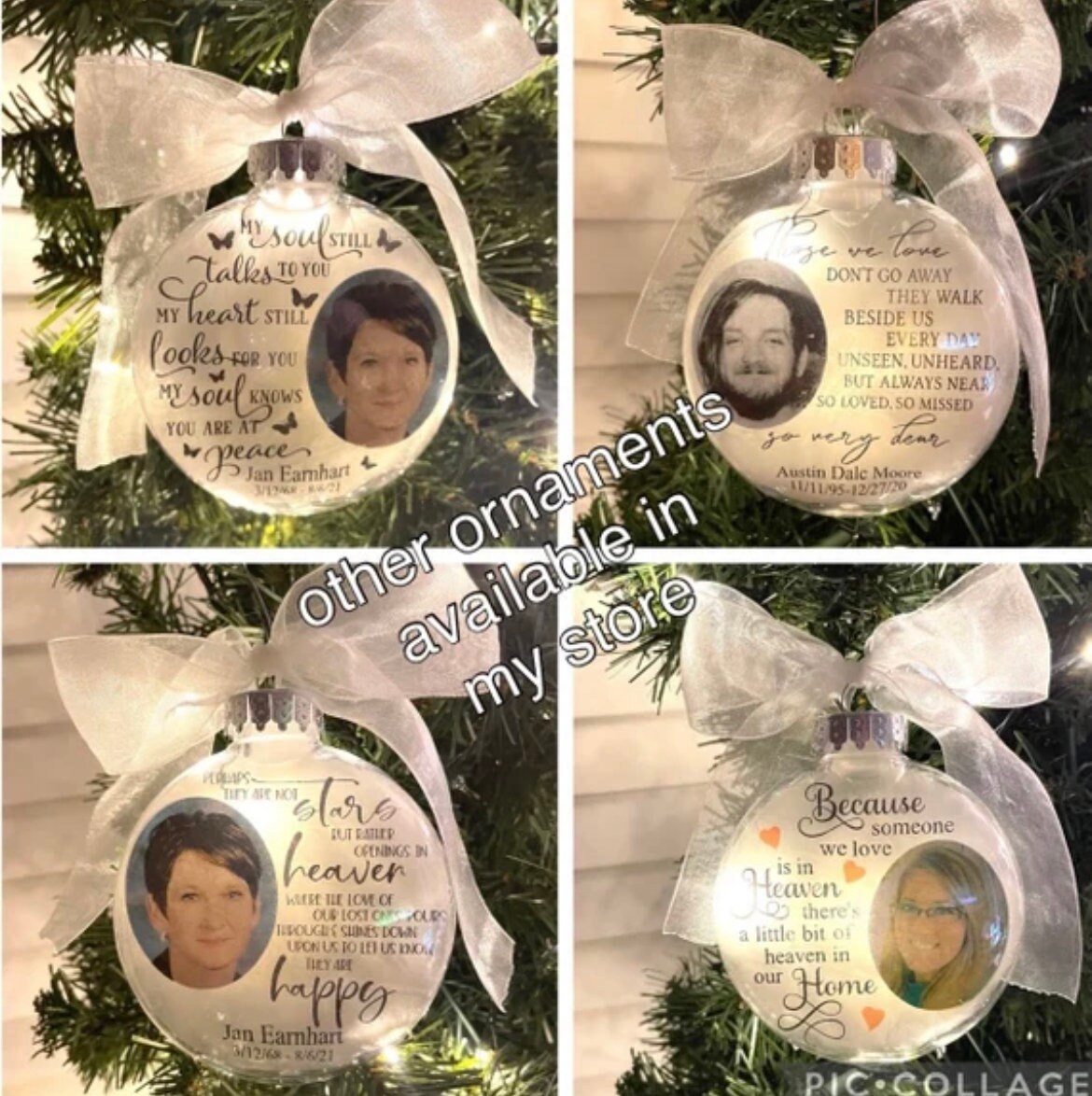 100% CUSTOM PERSONALIZED Photo Memorial Ornament 4 - Etsy