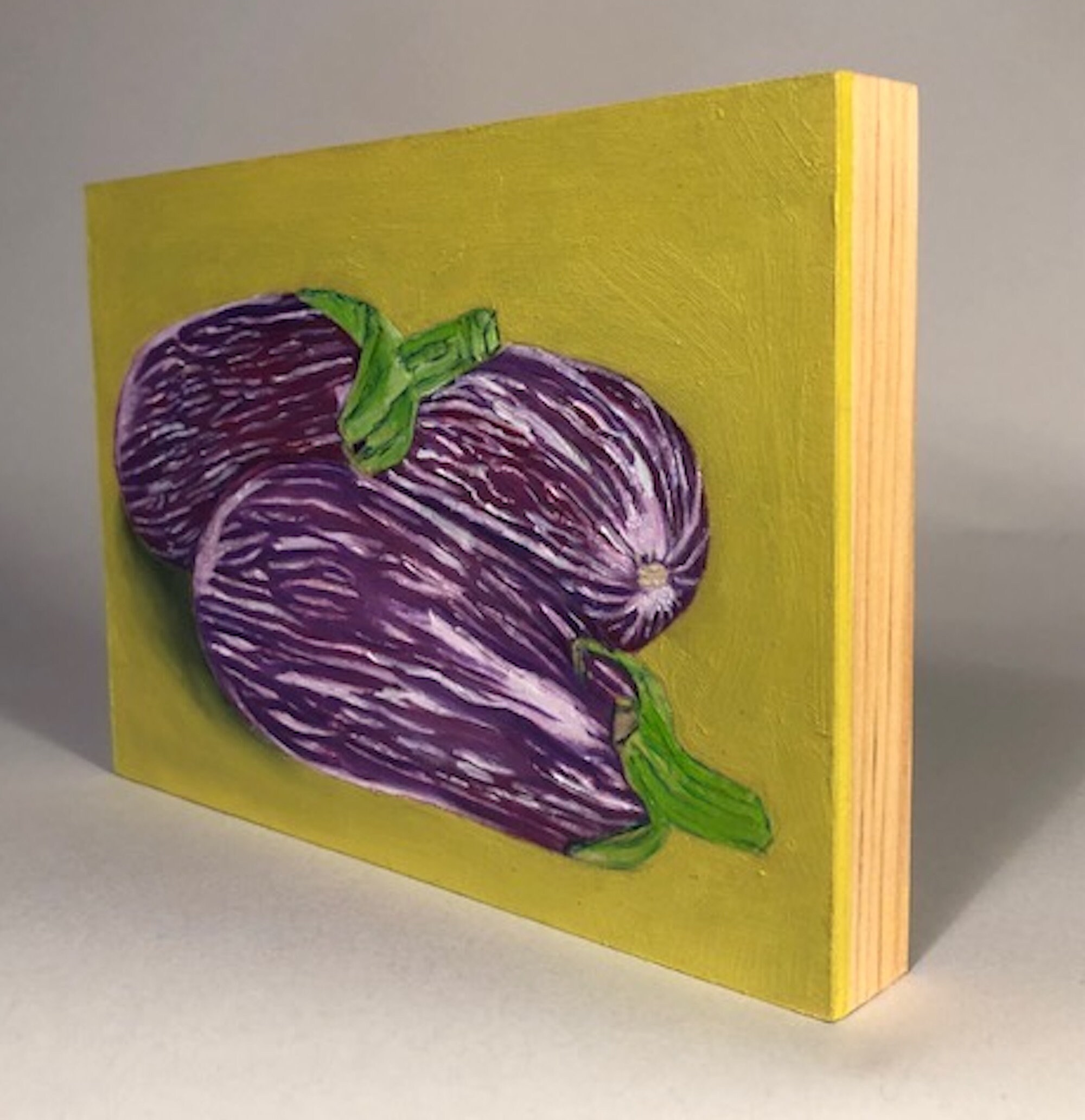 Italian Eggplant. Vegetable Still Life, Oil on Wood, Shellac on Sides ...