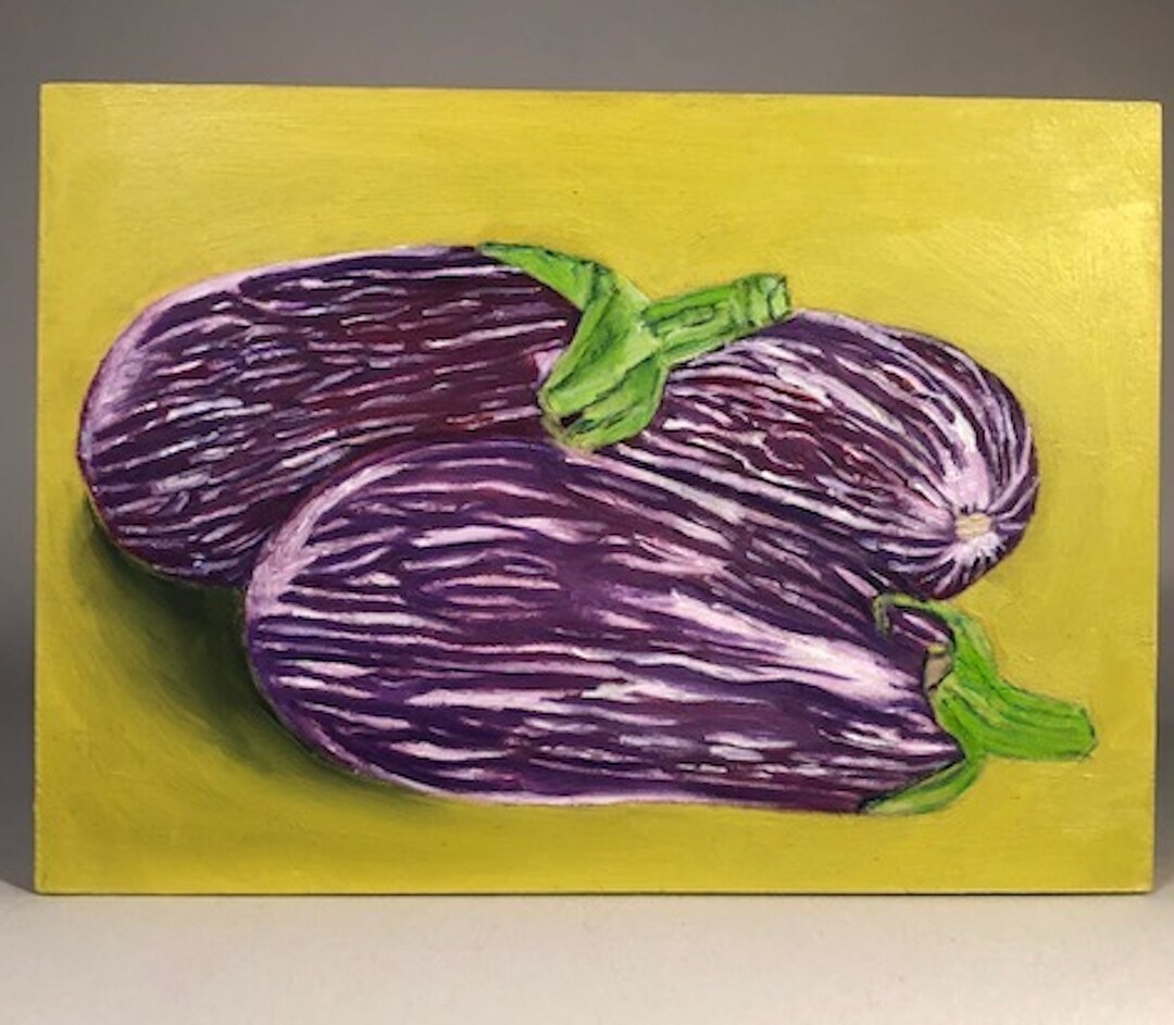 Italian Eggplant. Vegetable Still Life, Oil on Wood, Shellac on Sides ...