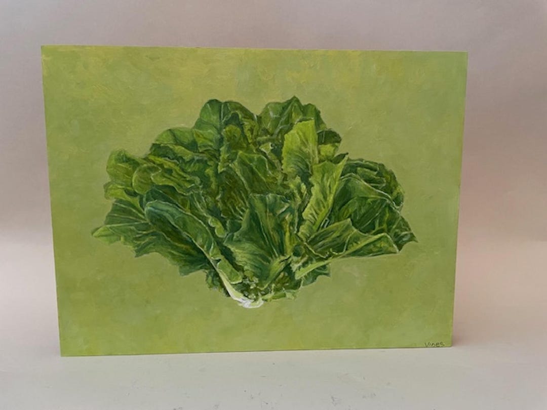 Romaine Lettuce Oil Painting: Original Vegetable Still Life Art - Etsy