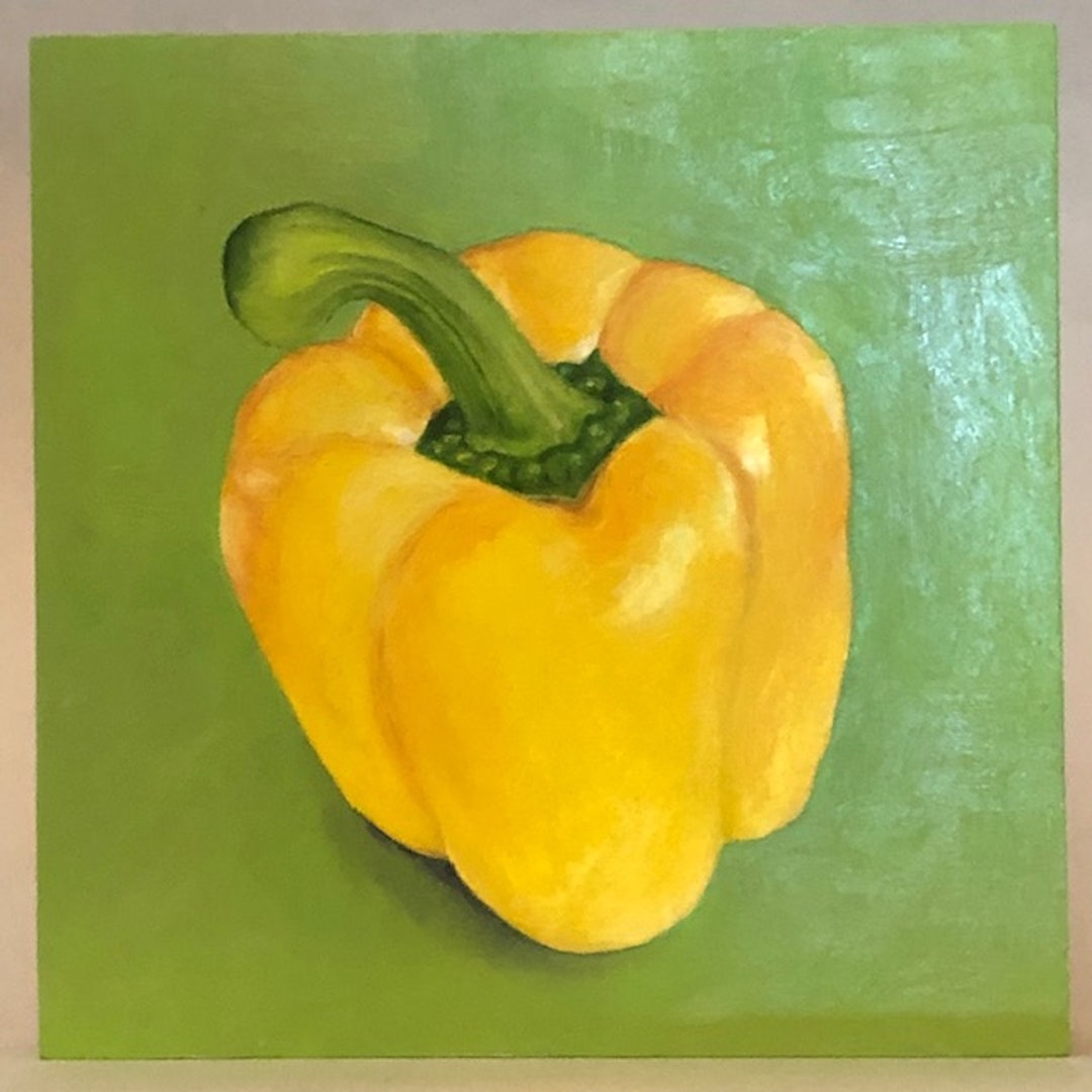 Bell Pepper,vegetable Still Life,wall Art, Shellac on Sides, Cradle in ...