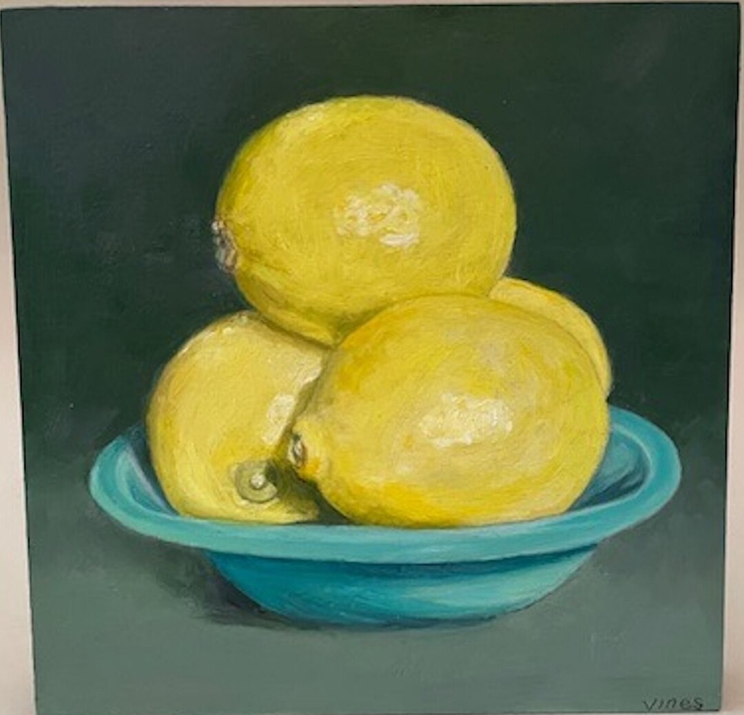 Original Lemon Still Life Oil Painting on Wood (5"hx5"wx1"d) - Etsy