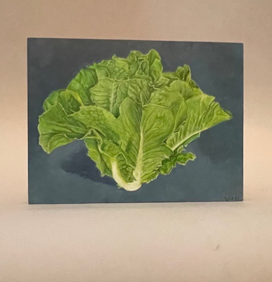 Romaine Lettuce Bright Colors Still Life, Hand Painted Original Art Oil ...