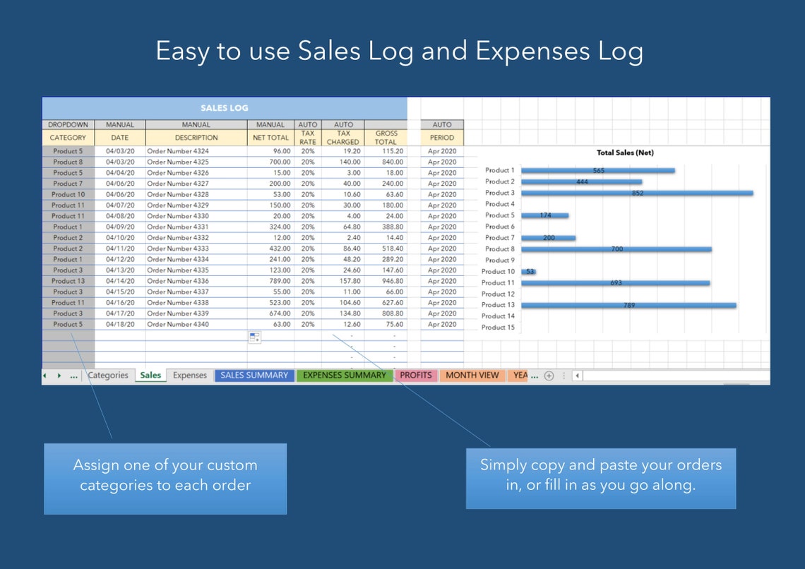 Bookkeeping Excel Sheet / Accounting Spreadsheet / Profit Loss Template ...
