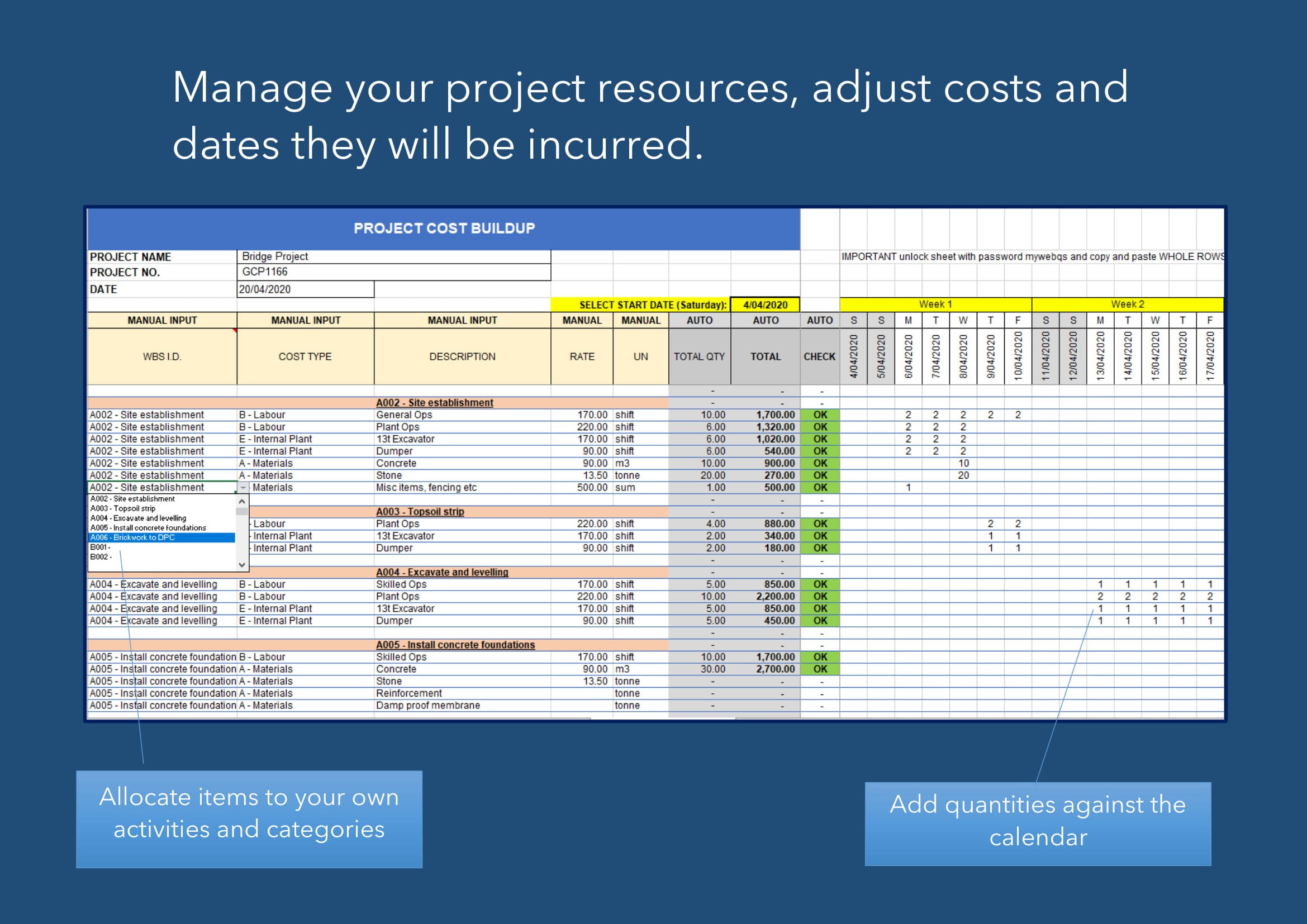 Excel Project Cost Planner / Project Finance Plan / Project Budget Plan ...