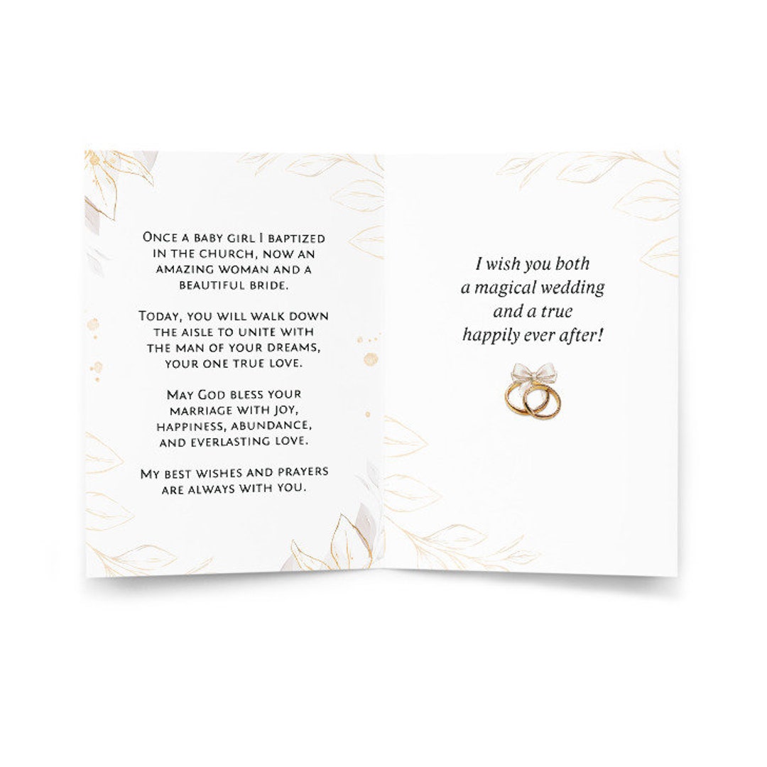 Goddaughter Wedding Card, Bride Wedding Day Gift From Godmother ...