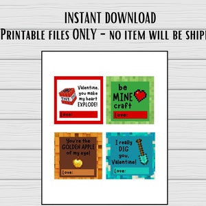 Minecraft Valentine Card, Printable Valentine Card, Minecraft Valentine ...