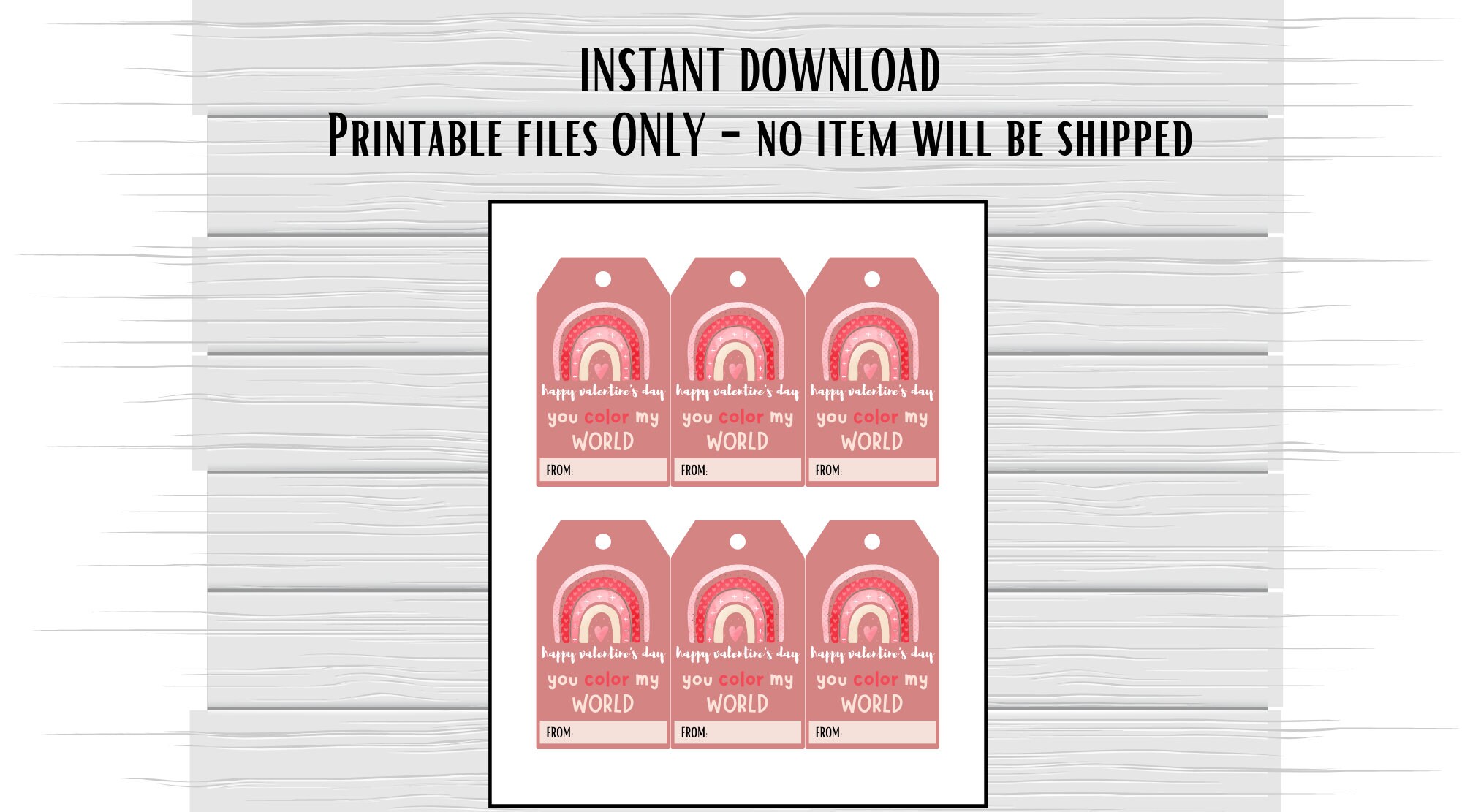 Printable Valentine Card, You Color My World Valentine Card, Printable ...