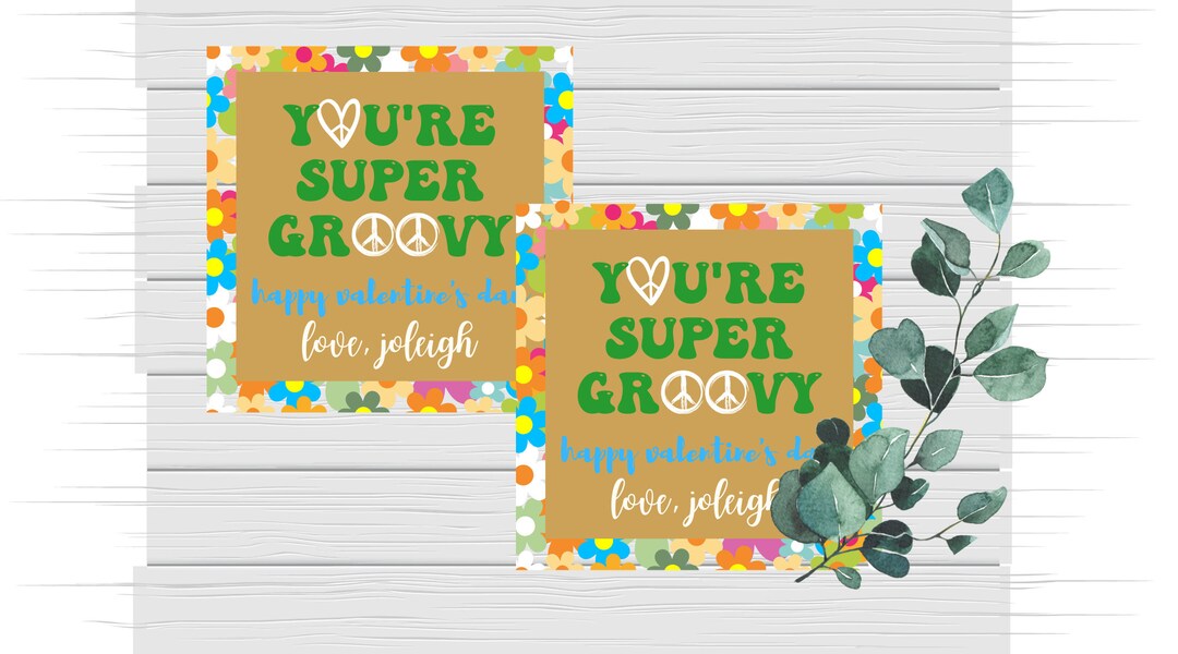Printable Valentine Card, You're Super Groovy Valentine Card, Printable ...