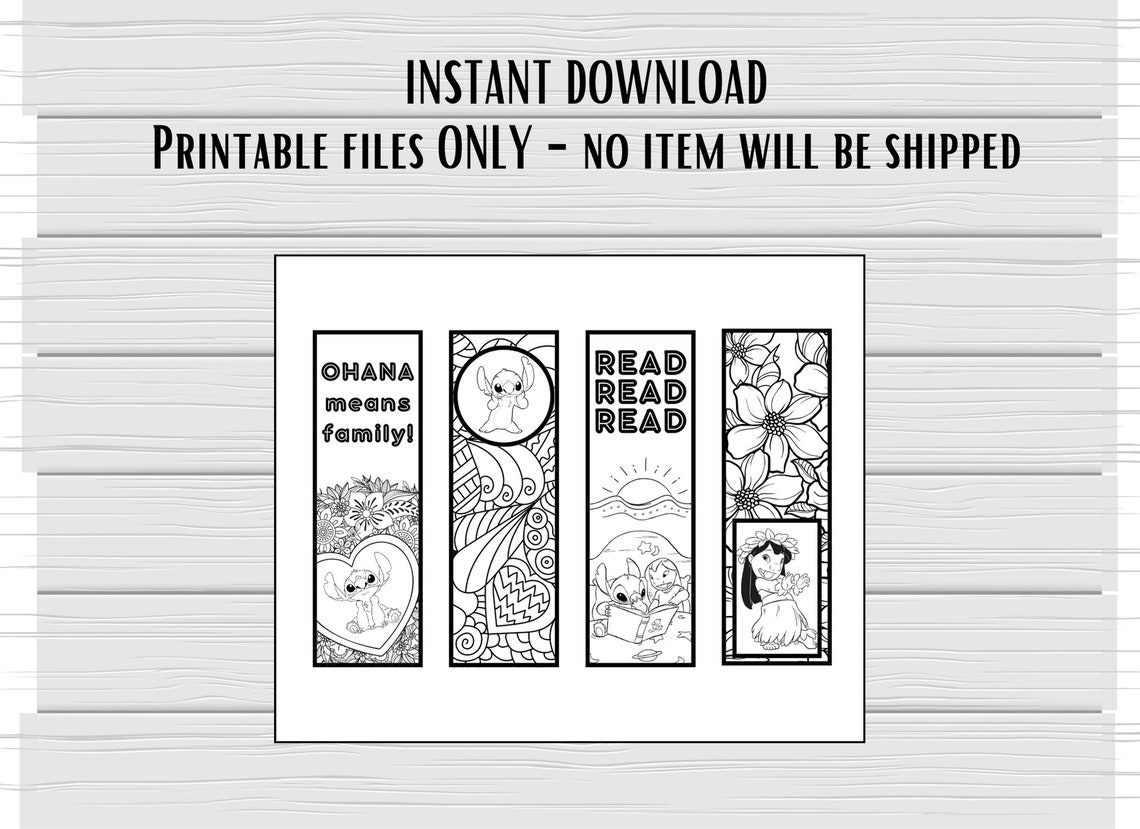 Coloring Bookmark, Printable Bookmarks, Kids Bookmarks, Lilo and Stitch ...