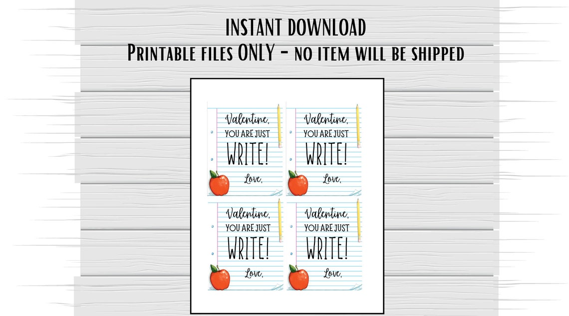 Printable Valentine Card, Pencil Valentine Card, Printable Valentine ...