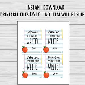 Printable Valentine Card, Pencil Valentine Card, Printable Valentine ...