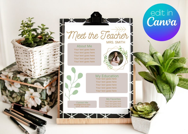 Meet the Teacher Editable Canva Template, Teacher Introduction, Back to ...