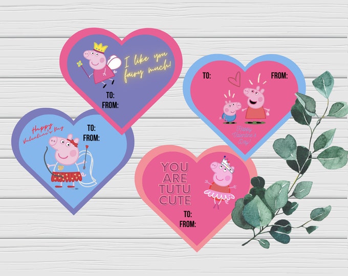 Peppa Pig Valentine Card, Printable Valentine Card, Peppa Pig Valentine ...