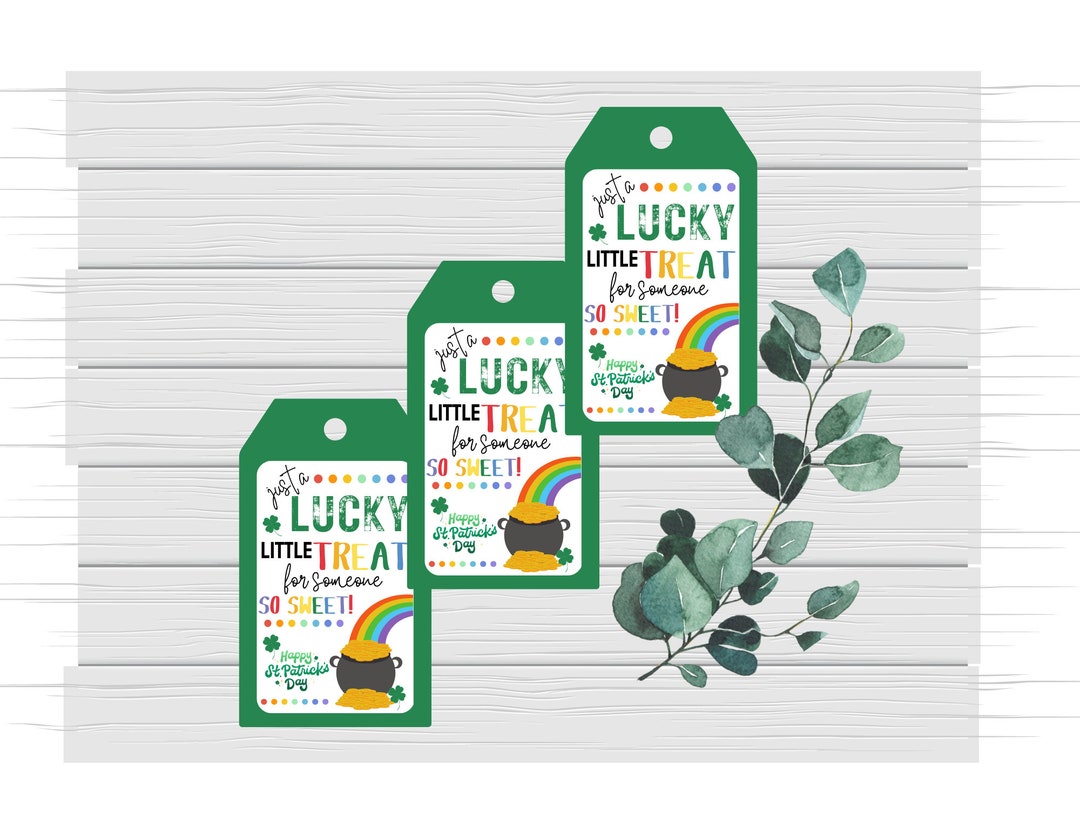 Printable St Patricks Card, St Patricks Card, Lucky Little Treat Tag ...