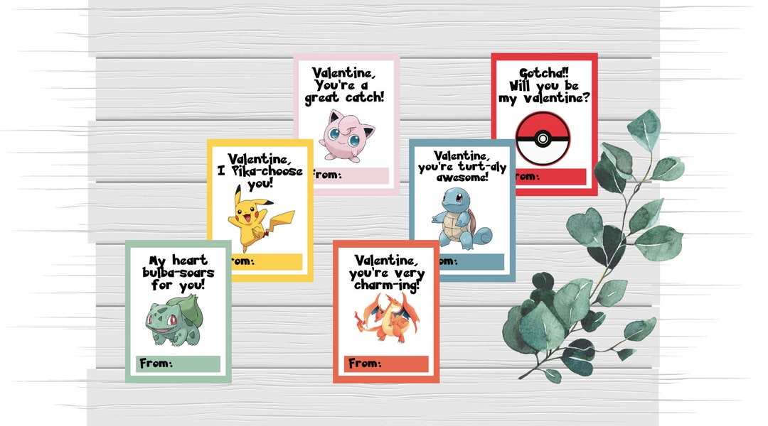 Printable Valentine Card, Pokemon Valentine Card, Pokemon Valentine ...