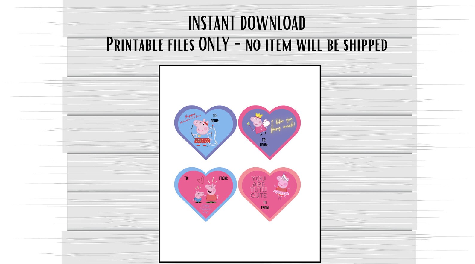 Peppa Pig Valentine Card, Printable Valentine Card, Peppa Pig Valentine ...