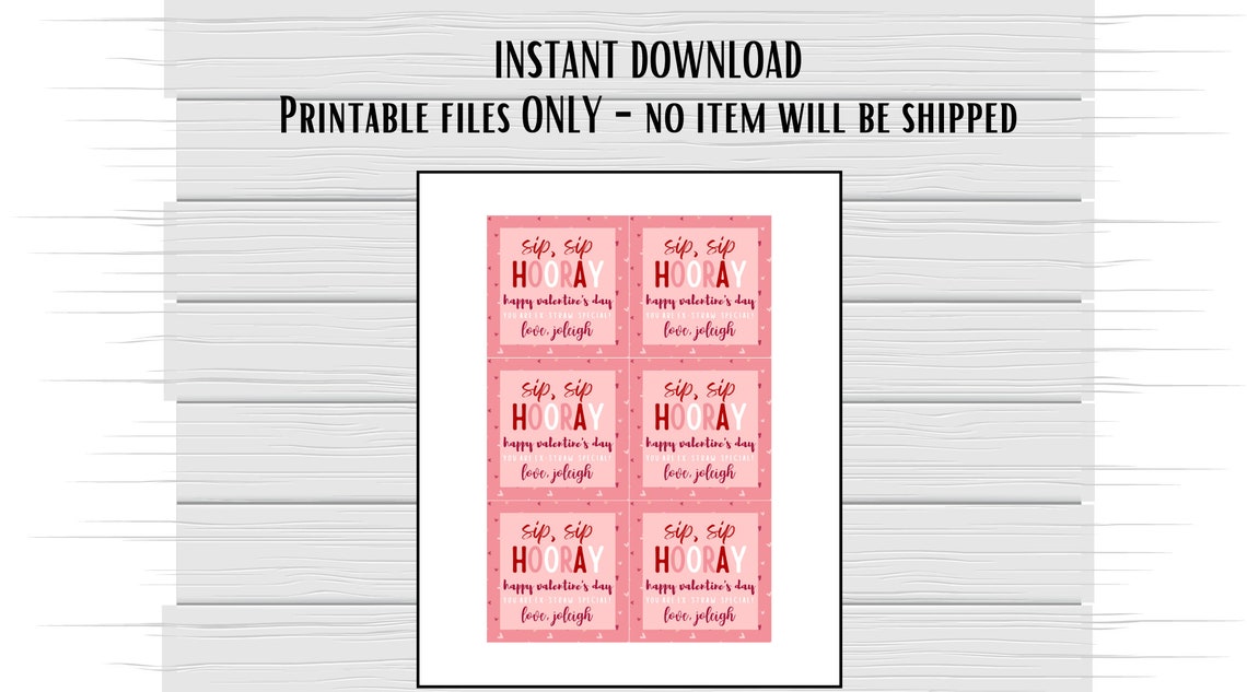 Printable Valentine Card, Sip Sip Hooray Valentine Card, Printable ...
