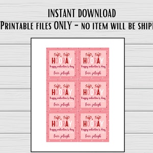 Printable Valentine Card, Sip Sip Hooray Valentine Card, Printable ...