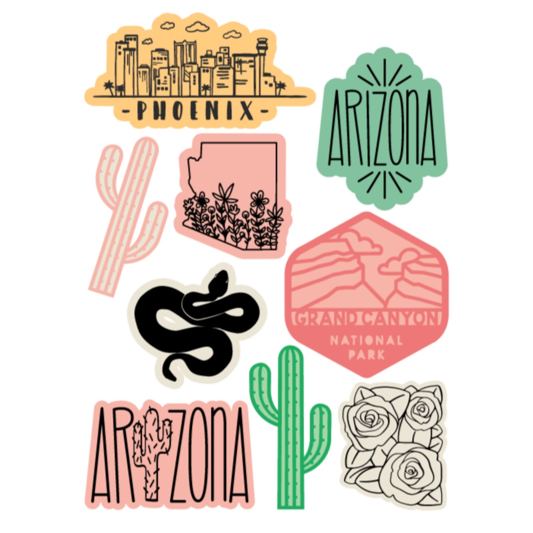 Arizona Inspired Sticker Set Phoenix AZ Stickers Desert - Etsy