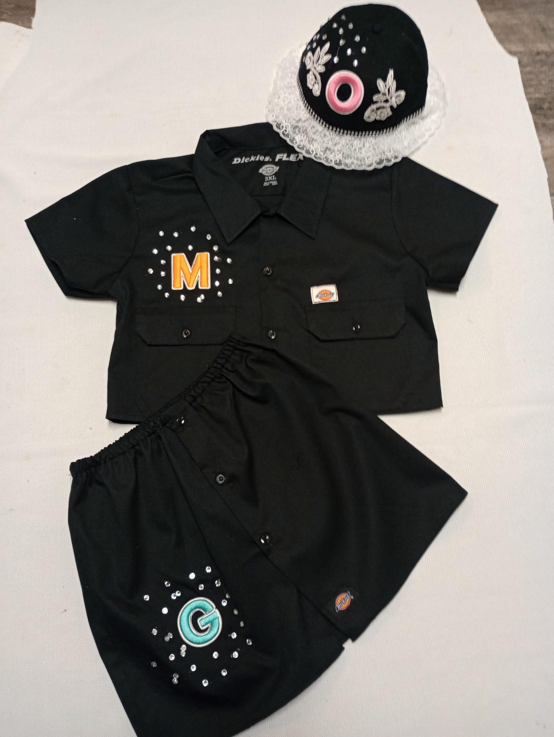 OMG Black Dickies Small Skirt Set With Brim Less Hat - Etsy