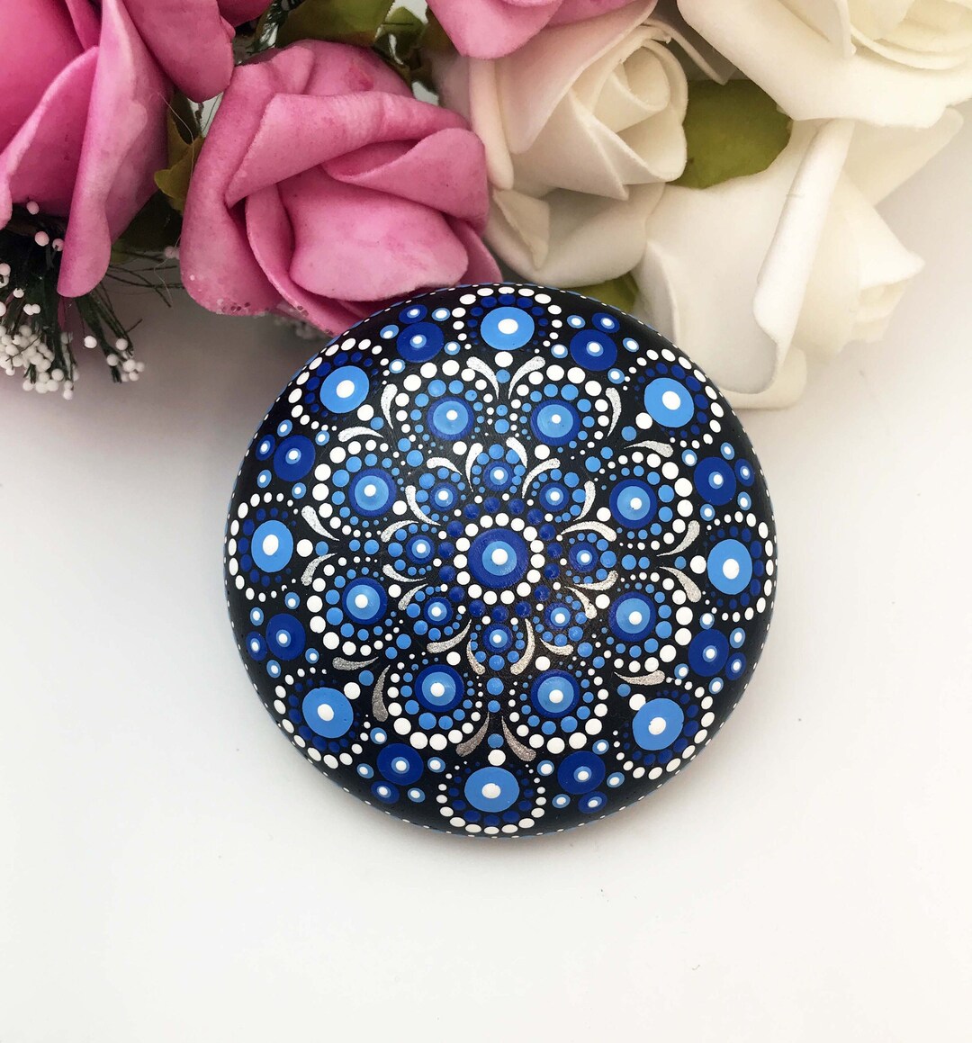 Mandala Painted Rocks, Mandala Stones Hand Painted, Dot Art Painting - Etsy