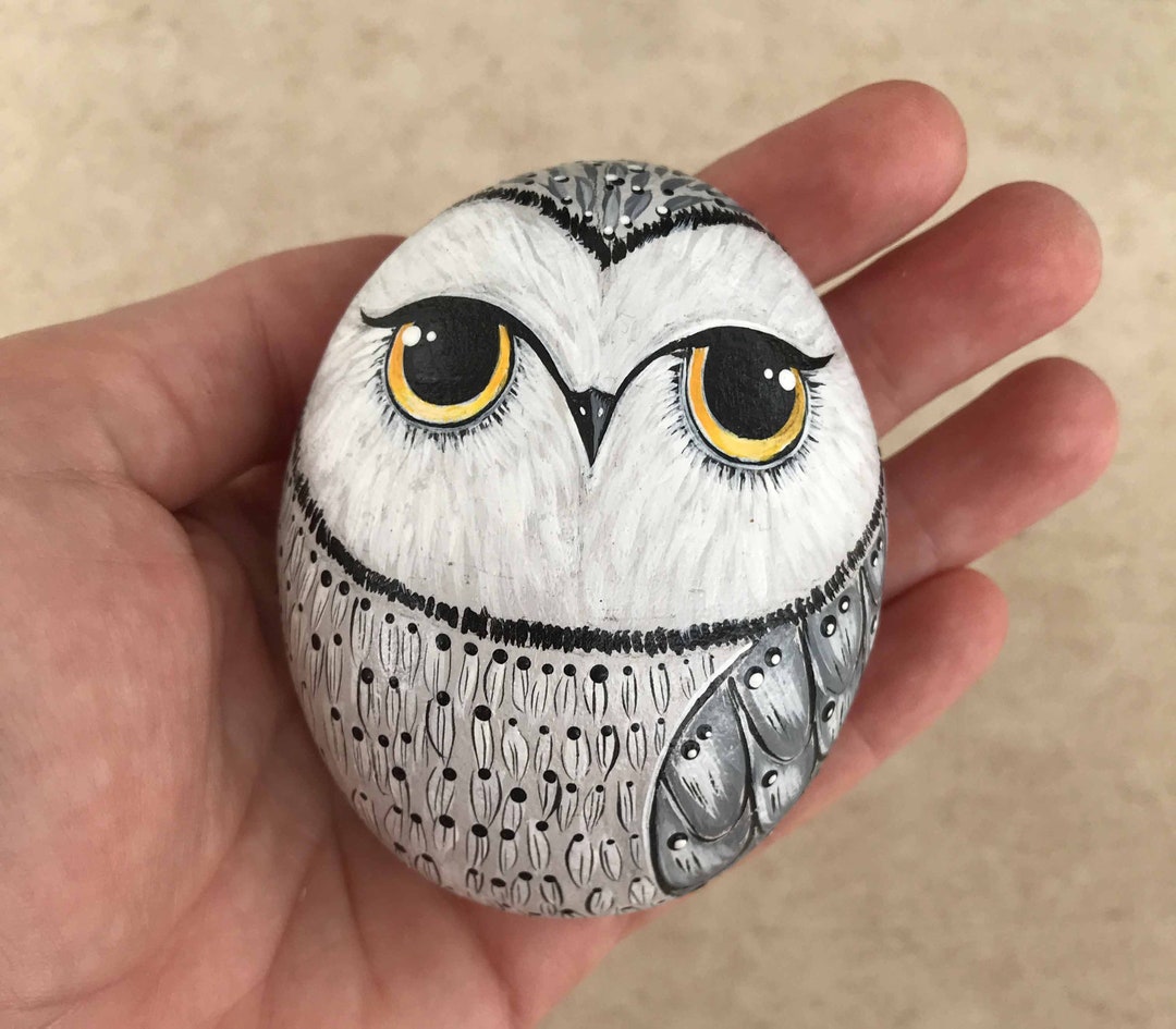 Owl Painted Rocks, Bird Painted Stones for Garden - Etsy