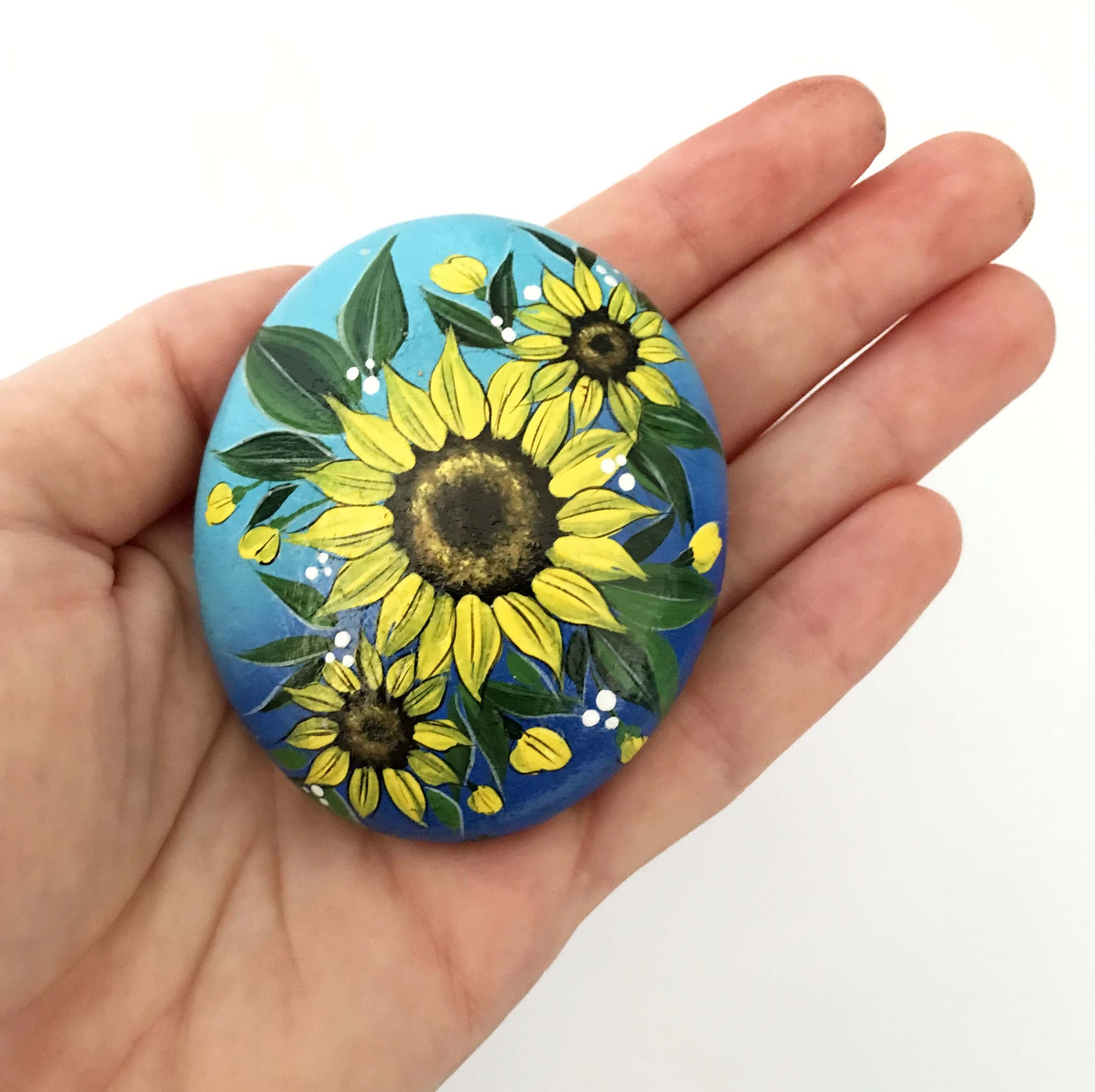 Sunflower Painted Rock, Painted Rocks Flowers, Hand Painted Stones - Etsy