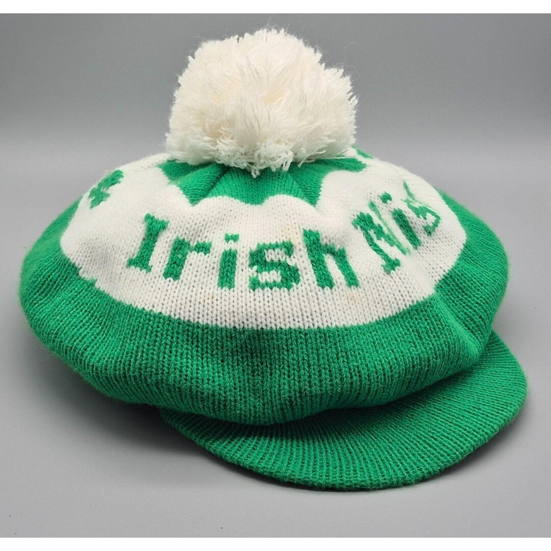 Vintage Knit Irish Mist Whiskey Hat Pom Pom Cabbie Newsboy St. Patrick ...