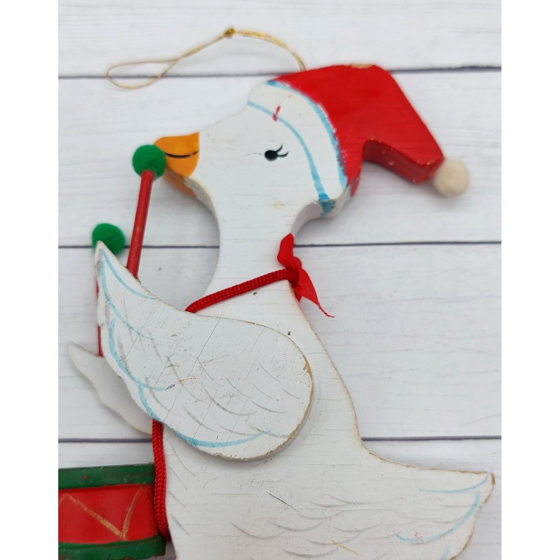 Vintage Wood Old Fashion White Duck Playing Drum Christmas Tree ...