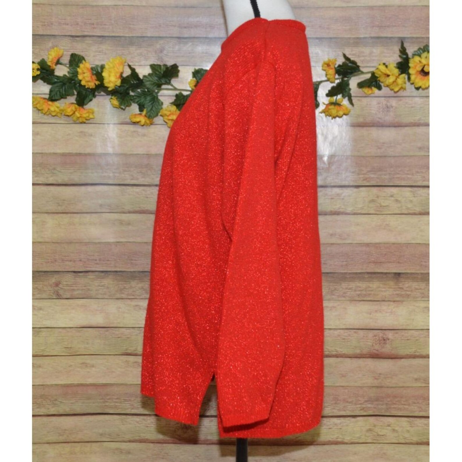 Vintage Carly Blake Ladies XL Christmas Red Sparkly Pullover Sweater ...